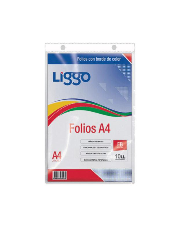 Folio A4 x 10 borde color – Liggo Trade
